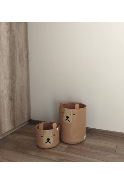 Woll Tasarım Keçe 2'li Bebek Çocuk Odası Sevimli Kahverengi Ayı Figürlü Oyuncak Çamaşır Sepeti 40X50 cm 30X30 cm Woll Tasarım Keçe 2'li Bebek Çocuk Odası Sevimli Kahverengi Ayı Figürlü Oyuncak Çamaşır Sepeti 40X50 cm 30X30 cm