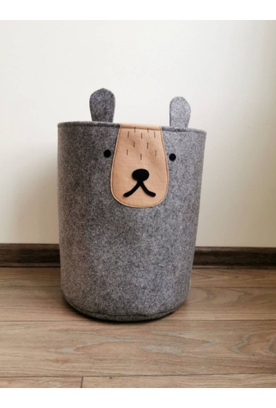 Woll Tasarım Keçe' Den Sevimli 3 Boyutlu Gri Ayılı Bebek Çocuk Odası Oyuncak ve Çamaşır Sepeti 40X50 cm (Büyük Boy) Woll Tasarım Keçe' Den Sevimli 3 Boyutlu Gri Ayılı Bebek Çocuk Odası Oyuncak ve Çamaşır Sepeti 40X50 cm (Büyük Boy)