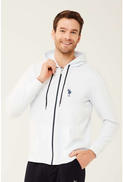 U.s. Polo Assn. Erkek Beyaz Kapşonlu Ev Giyim U.s. Polo Assn. Erkek Beyaz Kapşonlu Ev Giyim