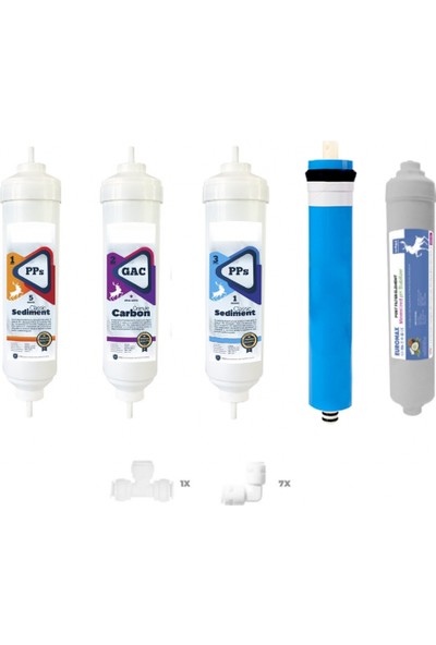 Inline Kapalı Kasa Tüm Su Arıtma Cihazlarına Uyumlu 5'li Filtre Takımı Inline Kapalı Kasa Tüm Su Arıtma Cihazlarına Uyumlu 5'li Filtre Takımı
