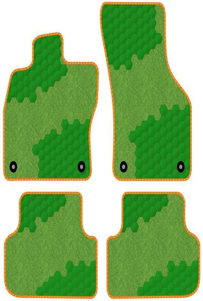 Tegin Mistsubishi Asx 2010 ve Sonrası Uyumlu Yeşil Halı Yeşil Desen Turuncu Kenar Plus Paspas