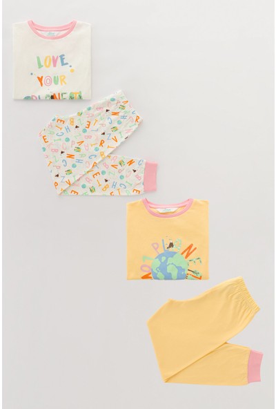 Penti Çok Renkli Kız Çocuk Planet 4lü Pijama Takımı