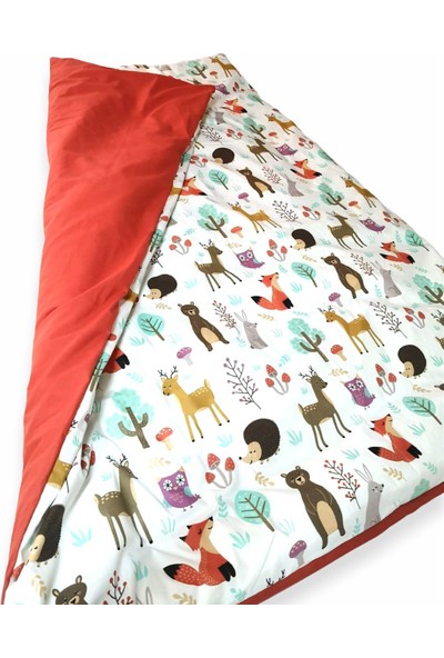 Bebek Özel 100 x 150 cm Pamuklu Kumaştan Bebek Yorganı (Sevimli Orman/kiremit )