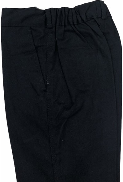 Dıgıl Kids Çocuk Okul Pantalonu Kanvas Keten Ilk Okul Orta Okul Yarım Lastikli Siyah