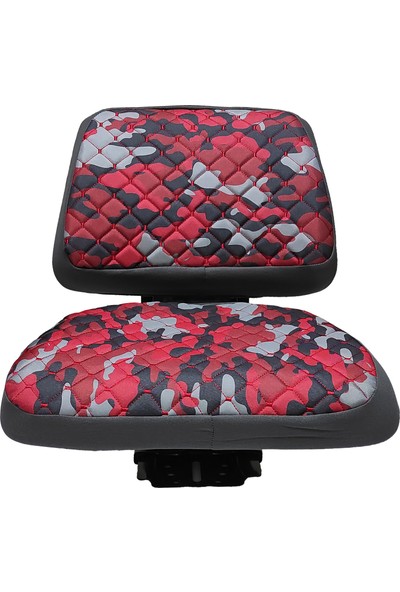 Traktör Koltuk Kılıfı -Kolçaksız - Kırmızı Kamuflaj -BB-374
