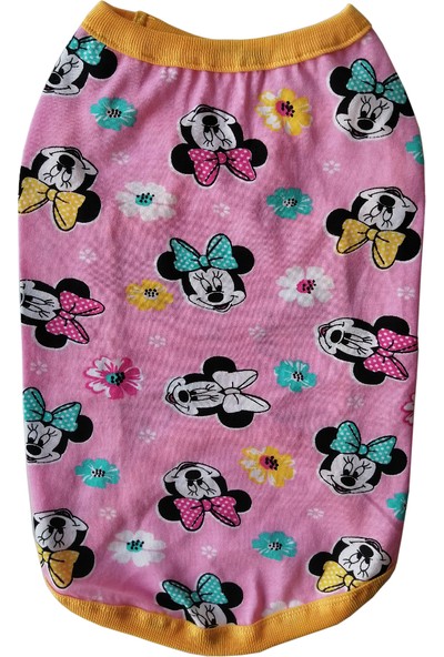Pawstar Kedi Köpek Kıyafeti Pembe Micky Desenli Tişört M 28 cm