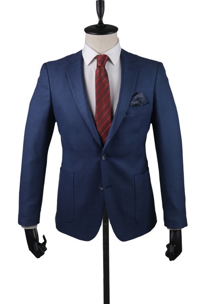 İmza Lacivert Slim Fit Mono Yaka Ceket