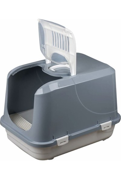 Çınar Koku Filtreli Kapalı Kedi Tuvaleti Büyük Boy - Gri Çınar Koku Filtreli Kapalı Kedi Tuvaleti Büyük Boy - Gri