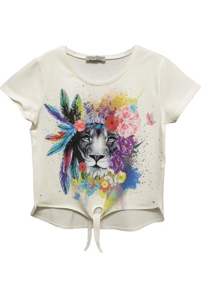 Little Star Kız Çocuk Aslanlı Çiçekli Body