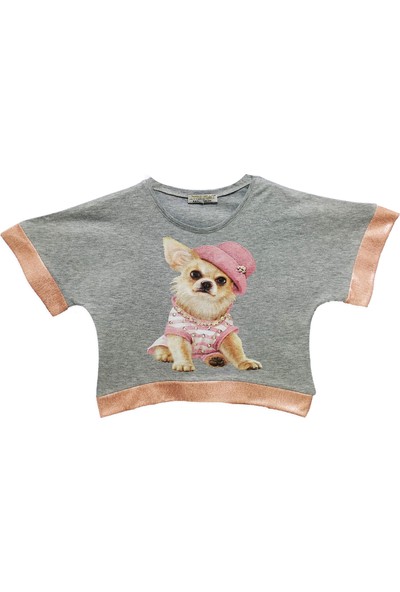 Little Star Kız Çocuk Köpek Baskı T-Shirt