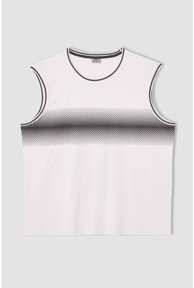 Defacto Büyük Beden Regular Fit Bisiklet Yaka Baskılı Kolsuz Spor Tişört V6925AZ21HS