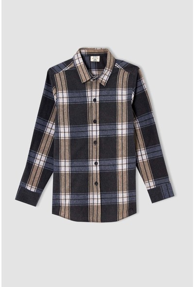 Defacto Erkek Çocuk Regular Fit Kareli Uzun Kollu Gömlek W1202A621AU