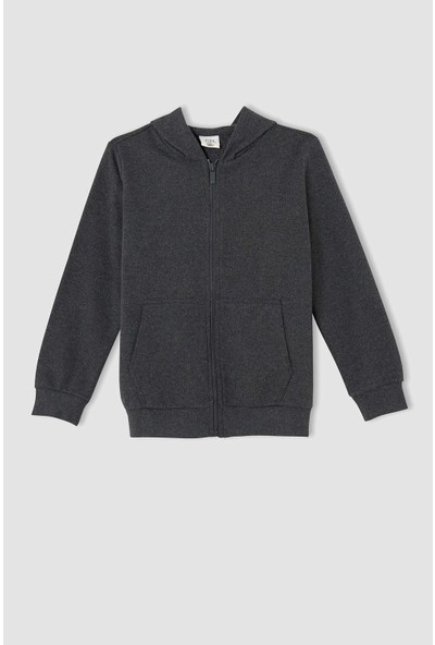 DeFacto Erkek Çocuk Regular Fit Okula Dönüş Kapüşonlu Kanguru Cepli İçi Yumak Tüylü Sweat Hırka U5812A621AU DeFacto Erkek Çocuk Regular Fit Okula Dönüş Kapüşonlu Kanguru Cepli İçi Yumak Tüylü Sweat Hırka U5812A621AU
