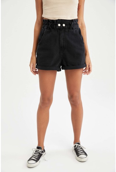 DeFacto Paperbag Yüksek Bel Relax Fit Mini Jean Şort V8089AZ21HS DeFacto Paperbag Yüksek Bel Relax Fit Mini Jean Şort V8089AZ21HS