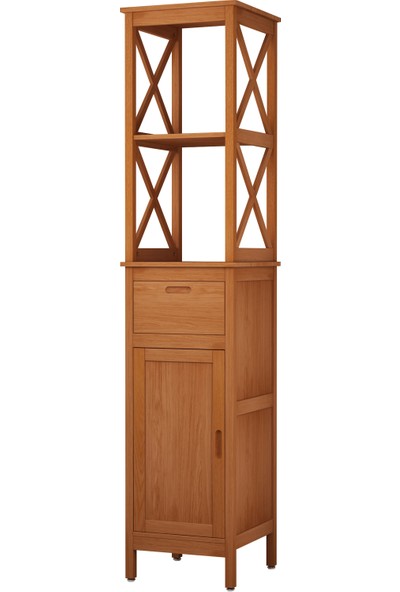INTERBUILD REAL WOOD Interbuild Meşe Ahşap Yüksek Depolama Banyo Dolabı 40X40X183 cm INTERBUILD REAL WOOD Interbuild Meşe Ahşap Yüksek Depolama Banyo Dolabı 40X40X183 cm