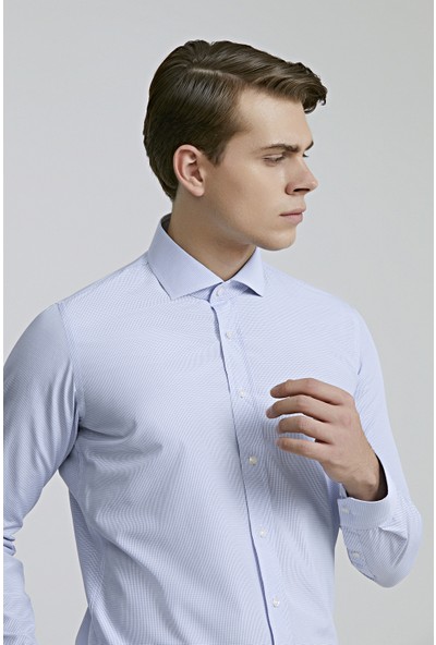D'S Damat Slim Fit Mavi Pötikare Gömlek D'S Damat Slim Fit Mavi Pötikare Gömlek