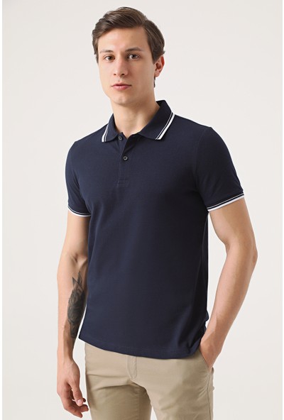 D'S Damat Twn Slim Fit Lacivert Pike Dokulu T-Shirt