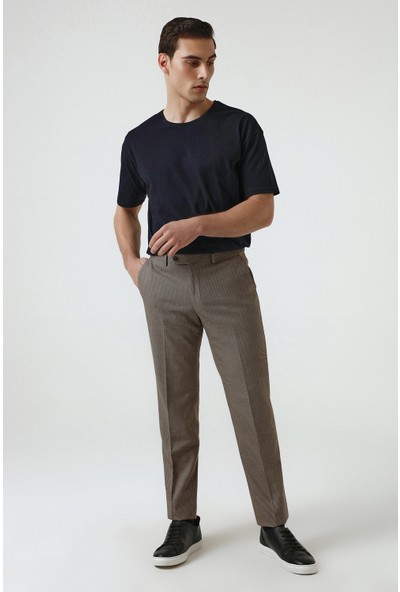 D'S Damat Slim Fit Kahve Kaz Ayağı Kumaş Pantolon