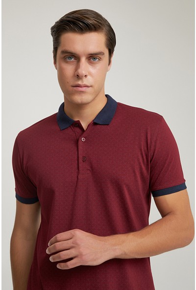 D'S Damat Regular Fit Bordo Baskılı T-Shirt