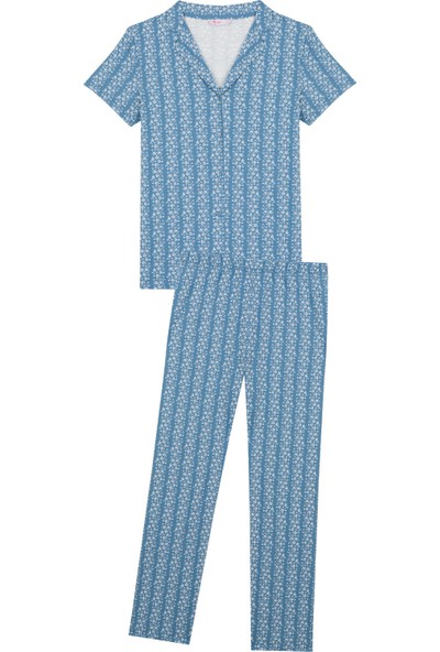 Mavi Mama Blue Flowers Gömlek Pantolon Takımı