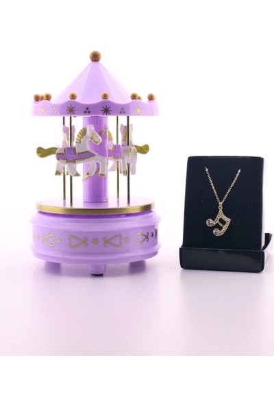 Star Global Dekoratif Mor Nostaljik Atlı Karınca ve Zirkon Taş Kolye Set