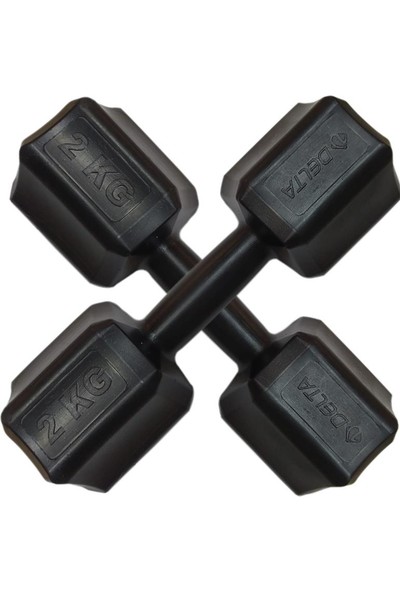 Delta 2 kg x 2 Adet Köşeli Siyah Plastik Dambıl Ağırlık Seti