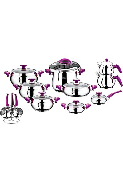 Oms 22 Parça Çelik Çeyiz Seti Mor