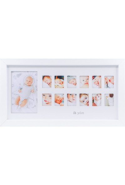 Fufizu Ilk Yılım Fotoğraf Anı Çerçevesi - Dekoratif Bebek Odası 12 Aylık Resim Hatıra Çerçevesi