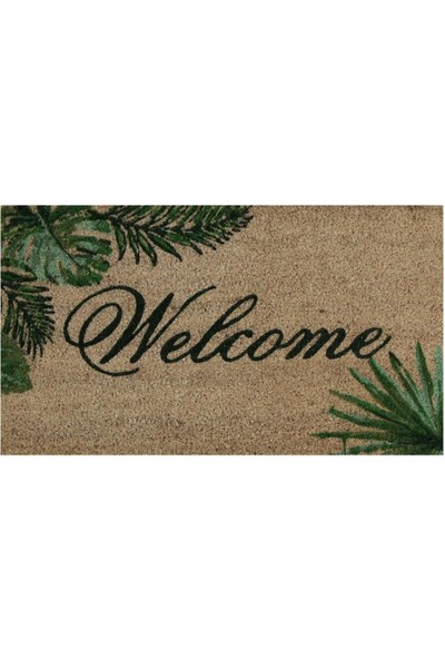 Porland Coco Yapraklı Welcome Paspas 40X70CM Porland Coco Yapraklı Welcome Paspas 40X70CM