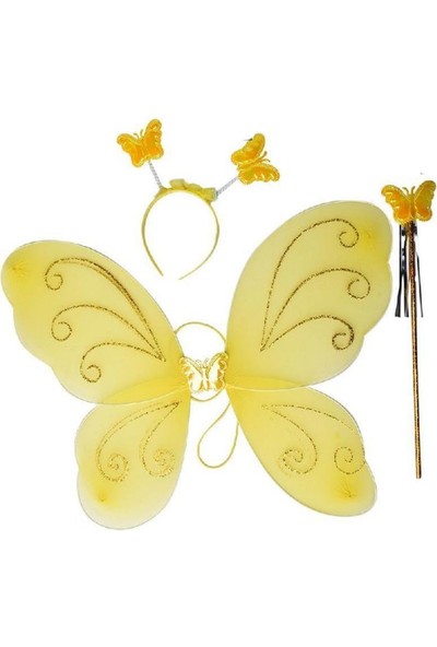 Pandoli Kelebek Kanat 50 cm Kanat Asa Taç 3 Lü Set Sarı Renk Pandoli Kelebek Kanat 50 cm Kanat Asa Taç 3 Lü Set Sarı Renk