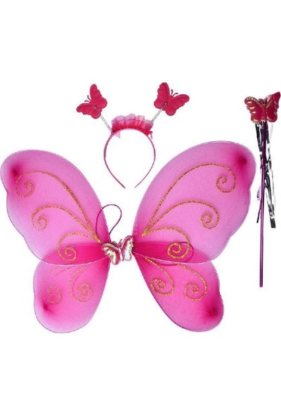 Pandoli Kelebek Kanat 50 cm Kanat Asa Taç 3 Lü Set Fuşya Pembe Renk Pandoli Kelebek Kanat 50 cm Kanat Asa Taç 3 Lü Set Fuşya Pembe Renk