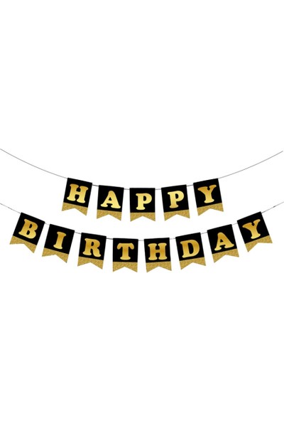 Festivall Happy Birthday Flama Siyah-Gold BNR-068 Festivall Happy Birthday Flama Siyah-Gold BNR-068
