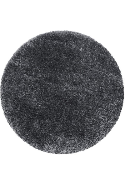 Dekoratif Modern Yumuşak düz Shaggy Halı 5 cm Tüylü pastel Koyu Gri Yuvarlak