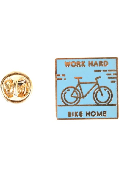Çetin Accessories Gold Mavi Work Hard Bisiklet Tasarım Rozet-Broş