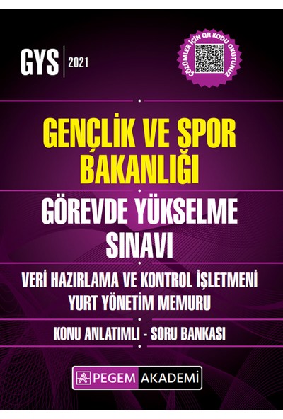 Pegem Akademi Gençlik ve Spor Bakanlığı Görevde Yükselme Sınavı-Veri Hazırlama ve Kontrol Işletmeni - Yurt Yönetim Memuru Konu Anlatımlı Soru Bankası Pegem Akademi Gençlik ve Spor Bakanlığı Görevde Yükselme Sınavı-Veri Hazırlama ve Kontrol Işletmeni - Yurt Yönetim Memuru Konu Anlatımlı Soru Bankası