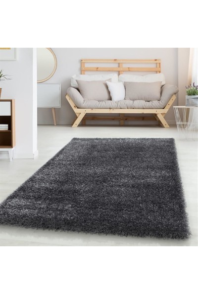 Dekoratif Modern Yumuşak düz Shaggy Halı 5 cm Tüylü pastel Koyu Gri