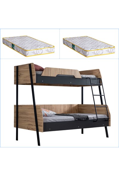 Setay Ranza, Alba 2 Li Ranza, Antrasit Geniş Ranza + 2 Adet Comfort Yatak Setay Ranza, Alba 2 Li Ranza, Antrasit Geniş Ranza + 2 Adet Comfort Yatak
