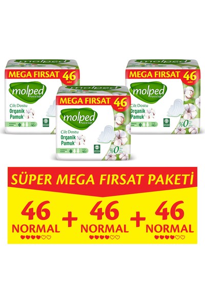 Molped Pure&soft Hijyenik Ped Normal Süper Mega Paket 138 Adet Molped Pure&soft Hijyenik Ped Normal Süper Mega Paket 138 Adet
