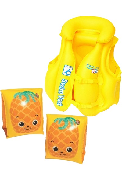 Bestway 09838 Çocuk Şişme Yelek & Ananas Desenli Şişme Kolluk
