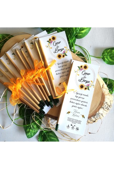 İremden Ayçiçeği Temalı Söz Nişan Hediyelik Tohumlu Kalem