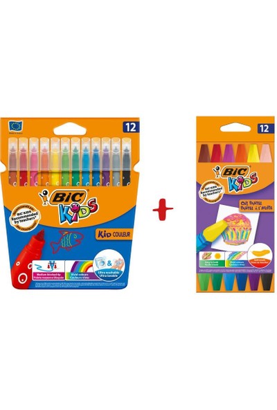 Gen-Of Bic Boyama Seti 12 Renk Keçeli Kalem ve Pastel Boya Gen-Of Bic Boyama Seti 12 Renk Keçeli Kalem ve Pastel Boya