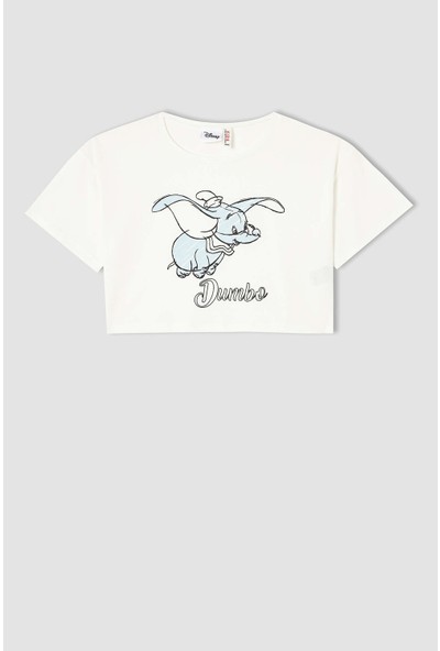 DeFacto Kız Çocuk Dumbo Lisanslı Kısa Kollu Crop Tişört V5530A621Hs DeFacto Kız Çocuk Dumbo Lisanslı Kısa Kollu Crop Tişört V5530A621Hs