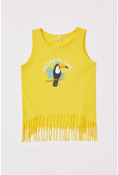 Defacto Kız Çocuk Papağan Baskılı Püsküllü Atlet T5197A621SM