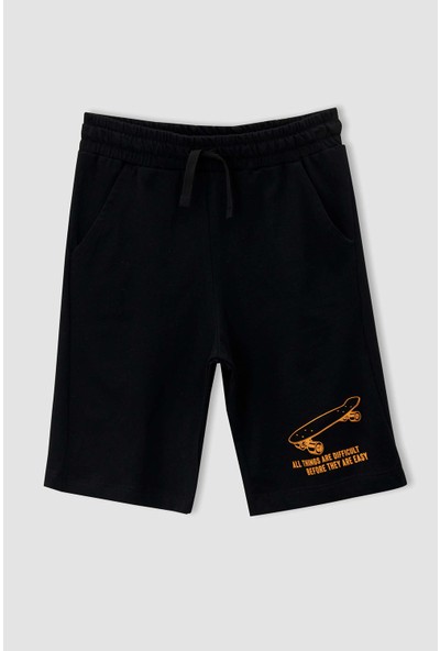 Defacto Erkek Çocuk Kaykay Baskılı Esnek Belli Bermuda Şort V9188A621HS