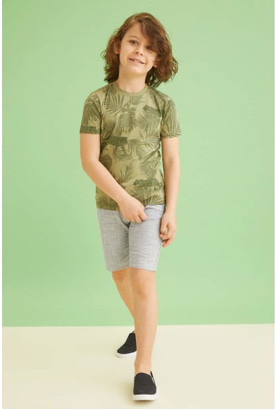 Defacto Erkek Çocuk Regular Fit Keten Görünümlü Bermuda Şort T4759A621SM