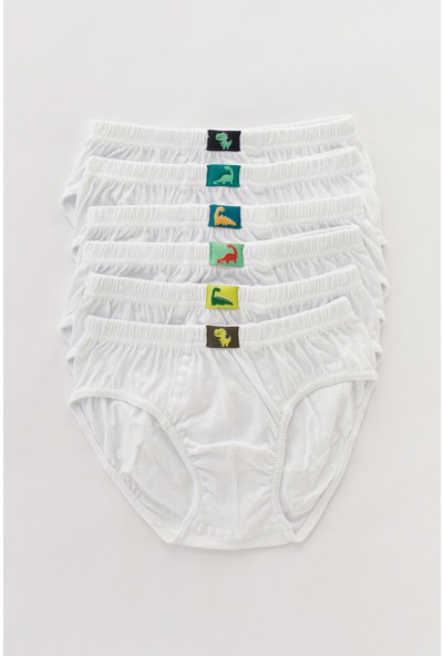 Penti Optik Beyaz Erkek Çocuk Dino Label 6lı Slip Külot Penti Optik Beyaz Erkek Çocuk Dino Label 6lı Slip Külot