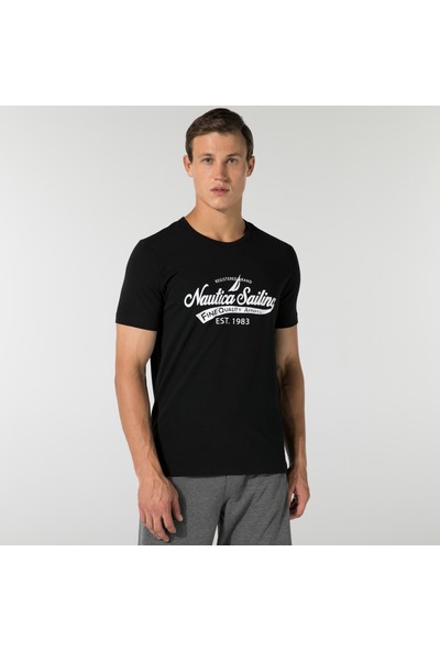 Nautica Erkek Siyah Baskili T-Shirt V15126T.0TB