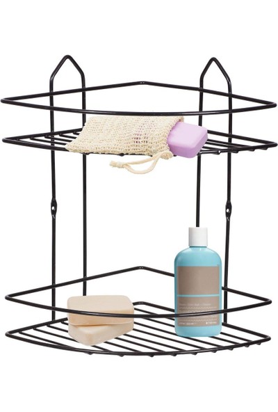Hometarz Paslanmaz Köşelik 2 Li Şampuanlık Banyo Köşeliği Rafı
