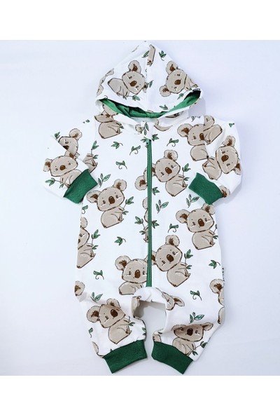 Necix's Koala Baskılı Kapüşonlu Erkek Bebek Tulum