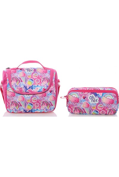 Kaukko Çocuk Sweet Unicorn Okul Beslenme Çantası + Kalem Çantası Seti Pembe Kaukko Çocuk Sweet Unicorn Okul Beslenme Çantası + Kalem Çantası Seti Pembe